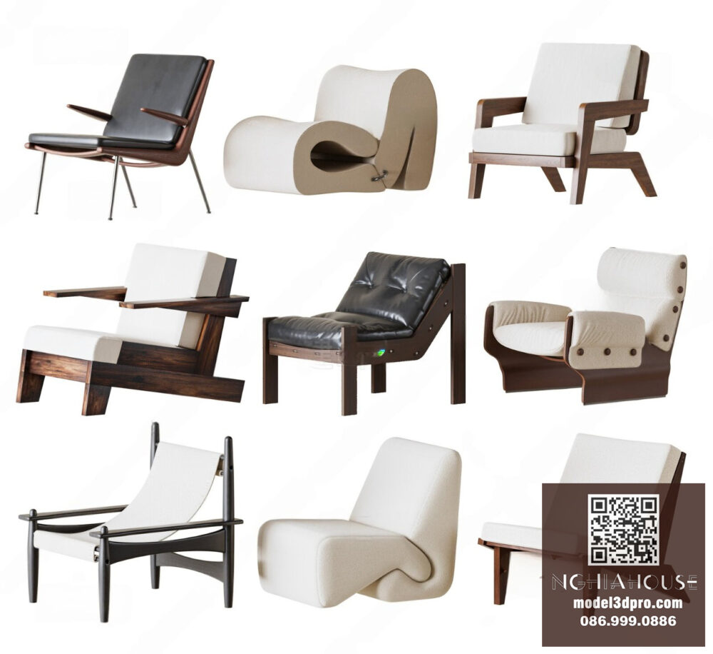 3D Model – Modern Armchair Collection Vray - 3D Models Pro