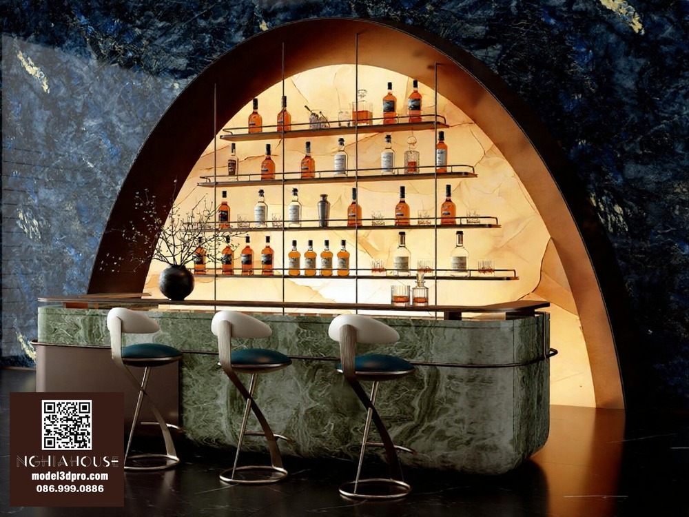 3D Model Luxury Bar Counter with Backlit Shelf – 3ds Max_115959513 - 3D ...