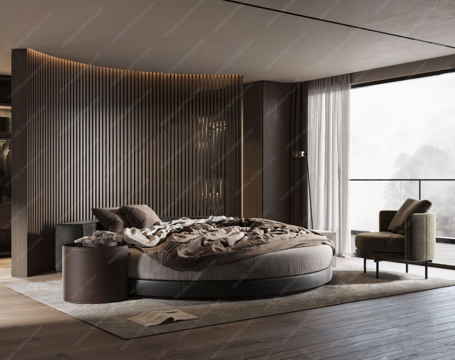 3D Model Modern Round Bed_IDC1115724952 - 3D Models Pro
