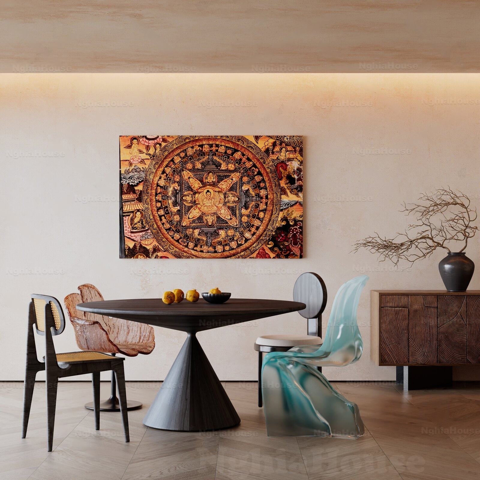 3D Models – Wooden Dining Table & Chairs Set_6337 - 3D Models Pro