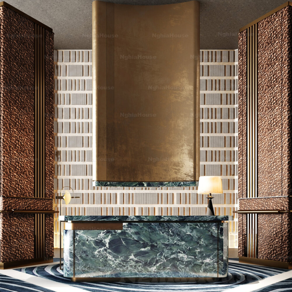 Luxury Marble Reception Desk with Gold Accents_105078629 - 3D Models Pro