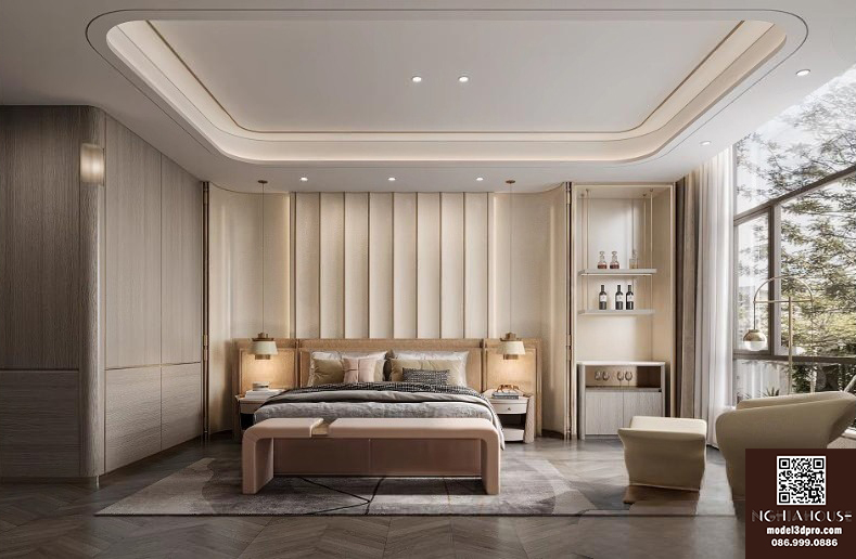 3D Model – Luxury Modern Bedroom Interior 3ds Max + Corona Render_6555 ...