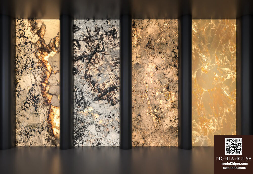 3D Model Decorative Backlit Wall Panels with Marble and Lighting Effect ...