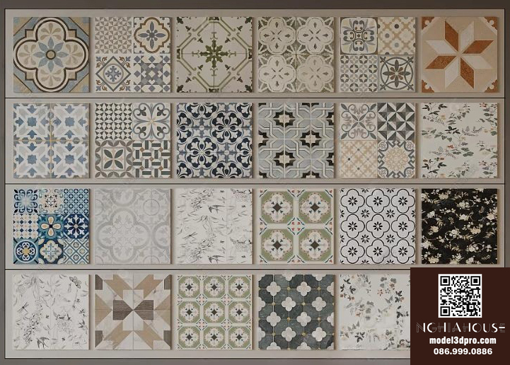 3ds Max Decorative Tiles Model – Ceramic Floor & Wall Tiles Vray render ...