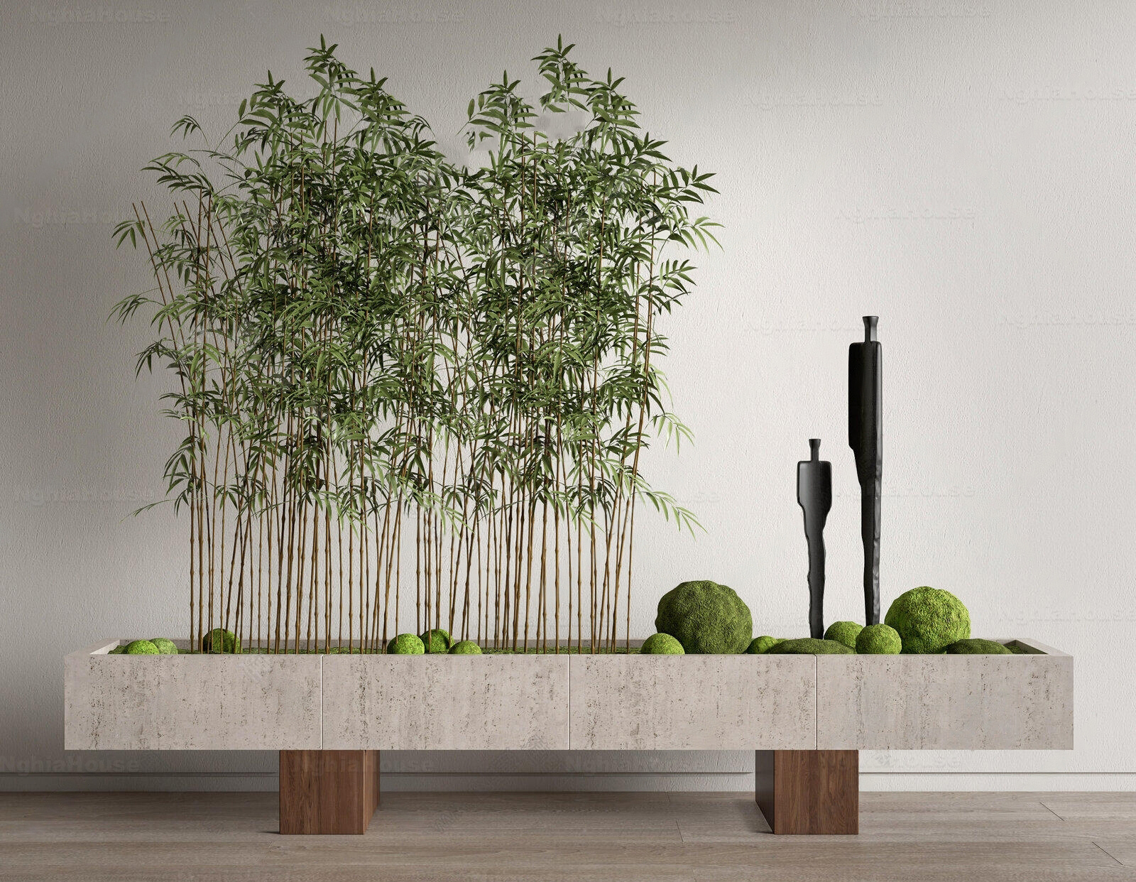 3ds Max Interior Decoration Model – Modern Bamboo Plant Pot Vray Render ...