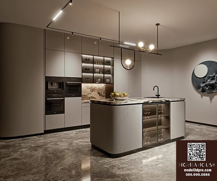 3ds Max Model – Modern Luxury Kitchen Interior Scene for Corona Render ...