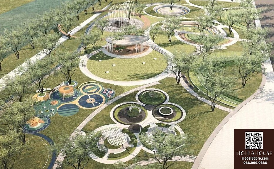 3ds Max Model – Modern Park Landscape V-Ray Render_4395 - 3D Models Pro