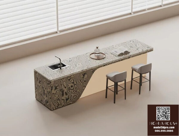 3ds Max Modern Kitchen Island Model – Corona Render_0814 CR - 3D Models Pro