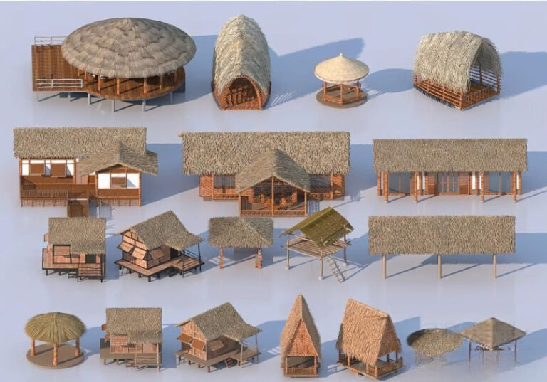 3ds Max Tropical Bamboo Hut Collection – Resort Wooden House Models ...
