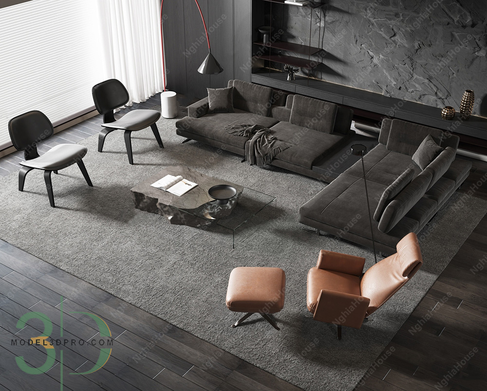 3ds Max Vray – Modern Luxury Living Room Interior_6082 - 3D Models Pro