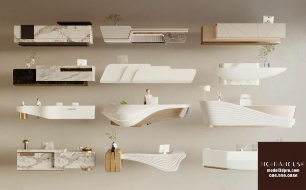 Modern Reception Desk Collection - Free 3ds Max Vray Models_7309VR - 3D ...