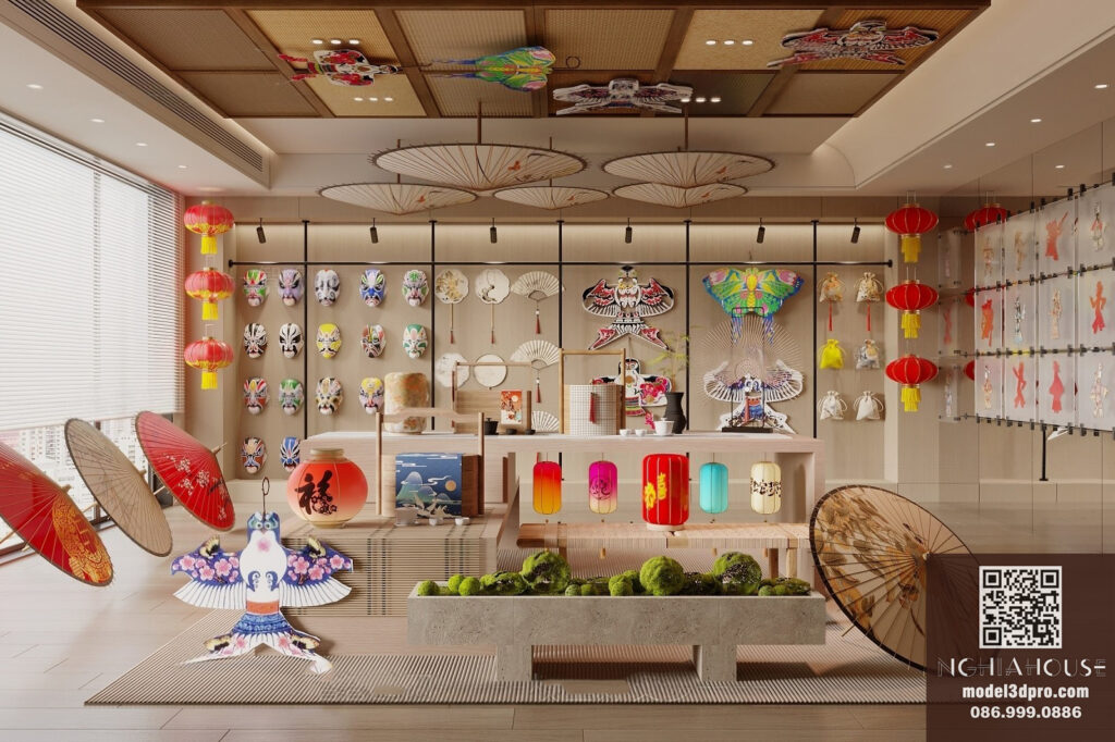 Chinese-Style Ceiling Fan & Lantern Decor – Premium 3ds Max Model with ...