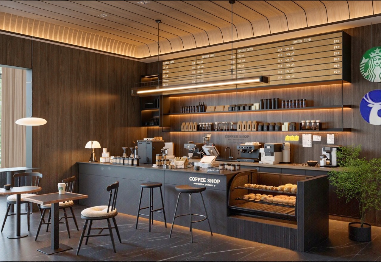 Coffee Shop Interior SketchUp Model – Professional Cafe 3D Scene 9394 ...