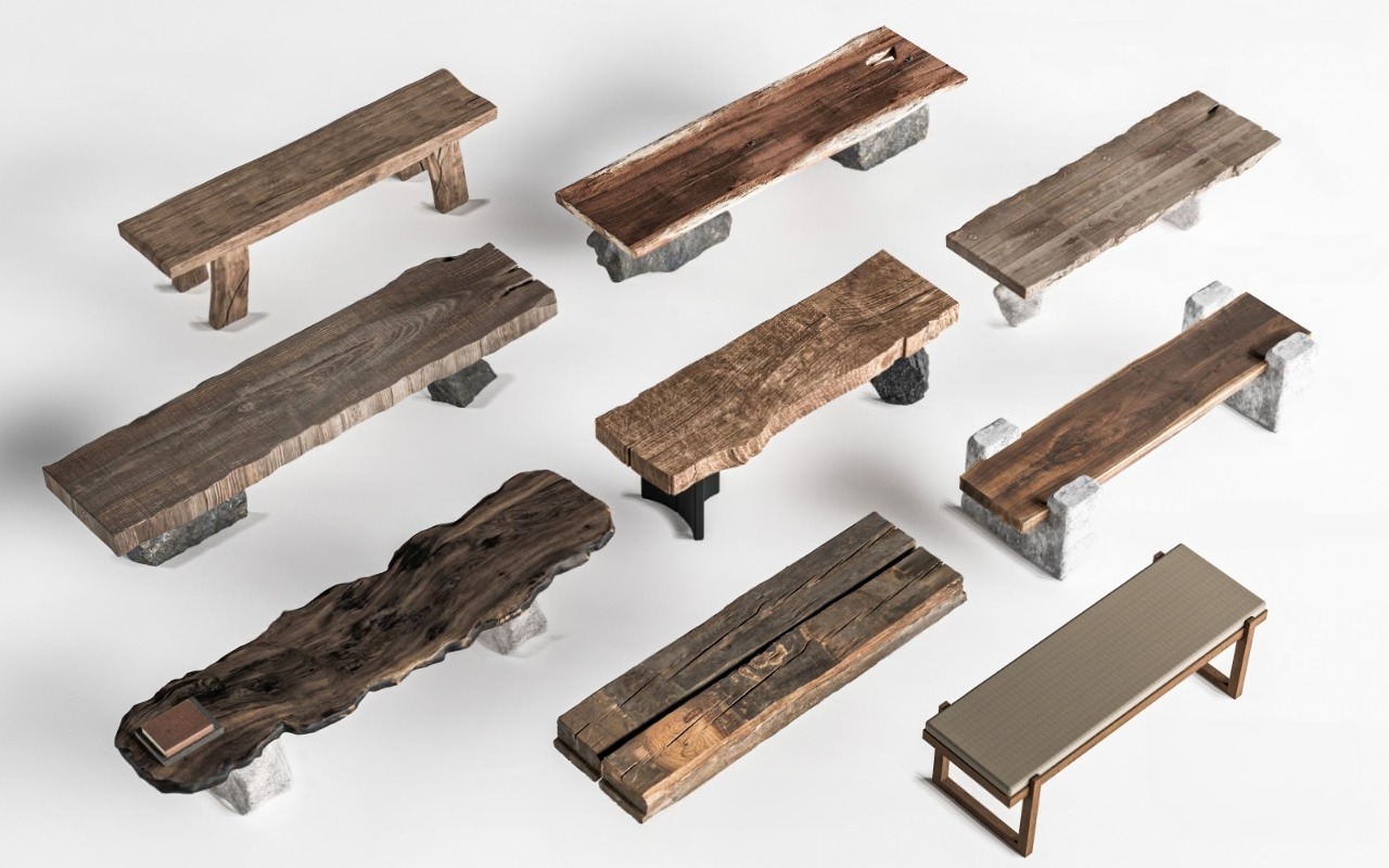 Handcrafted Wood Benches 3D Model – SketchUp High-Res Textures_2030 ...