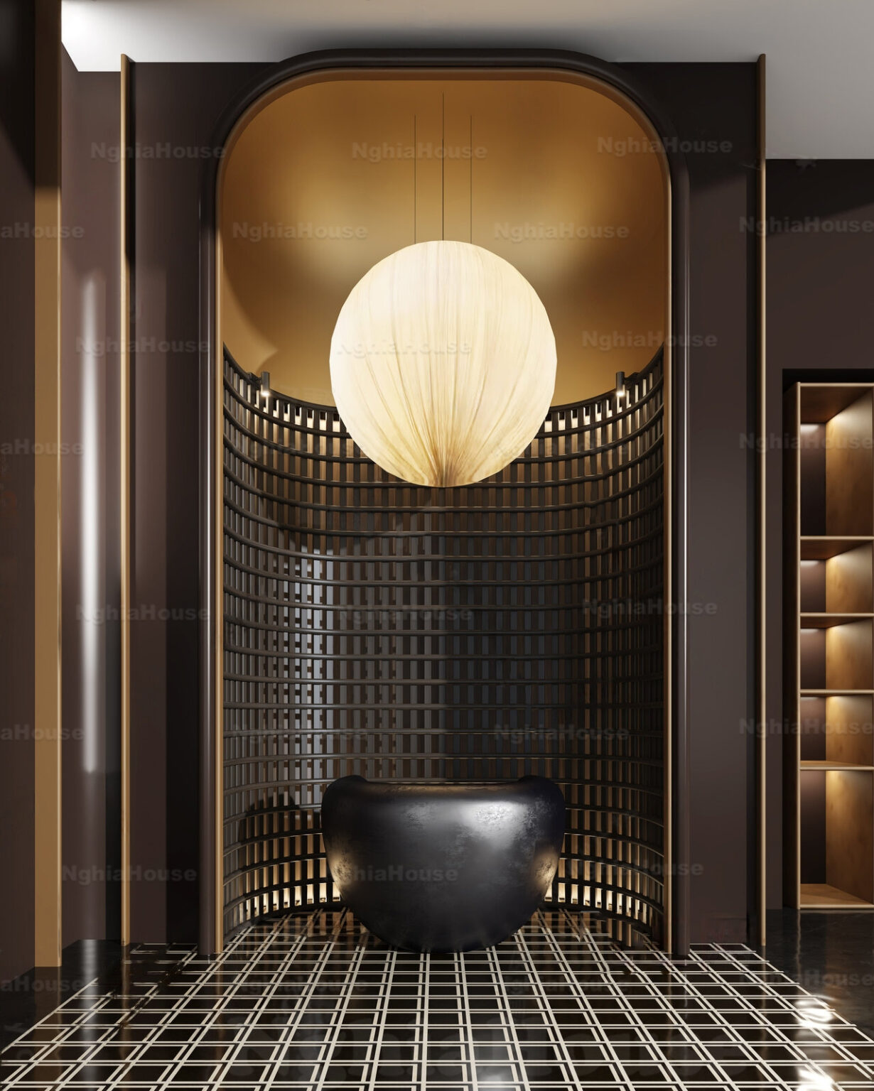 Luxury Interior 3ds Max V-Ray File – Curved Partition & Warm Lightin ...