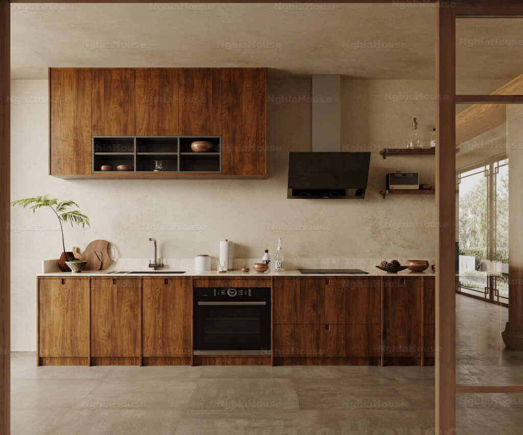Modern Wooden Kitchen Free 3D Model for 3ds Max_6571CR - 3D Models Pro