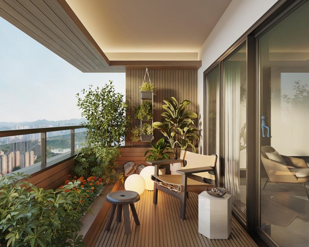 Relaxing Balcony Lounge Area SketchUp Model Detailed Furniture ...