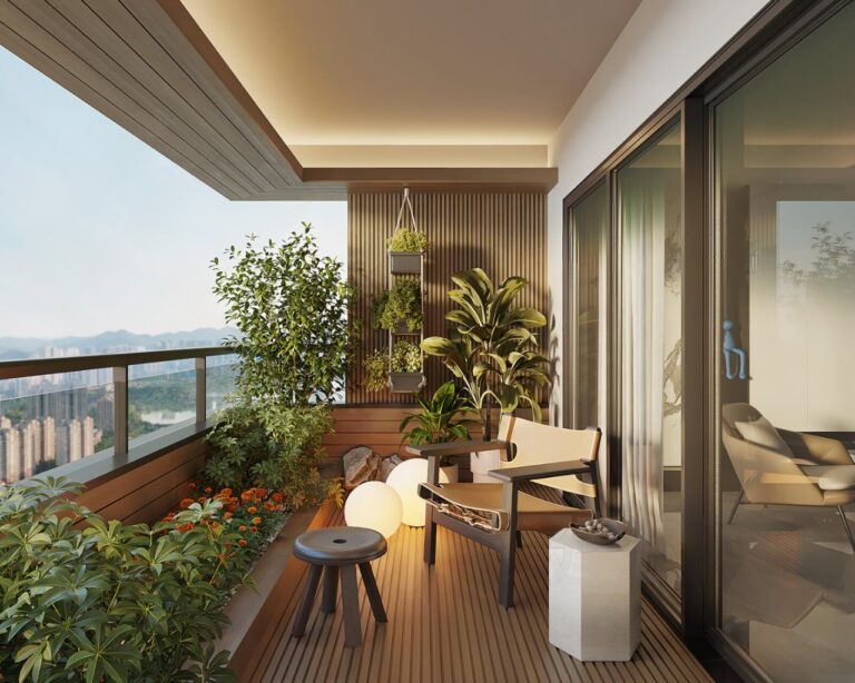 Relaxing Balcony Lounge Area SketchUp Model Detailed Furniture ...