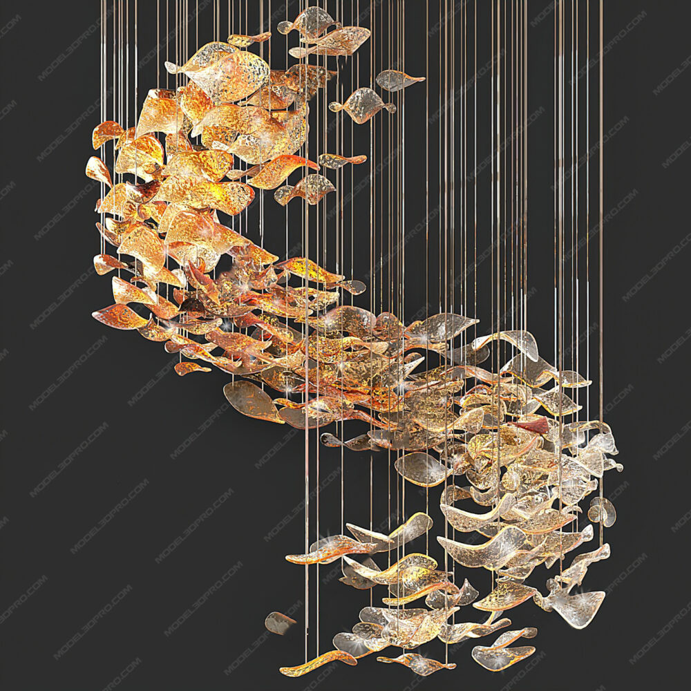 Sculptural Crystal Chandelier 3D Model – 3ds Max V-Ray Decorative ...
