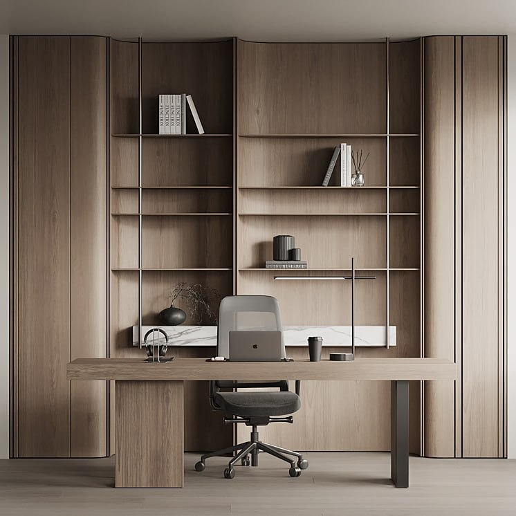 Wooden Interior Office 3D Scene – 3ds Max Corona Render Download_9374 ...
