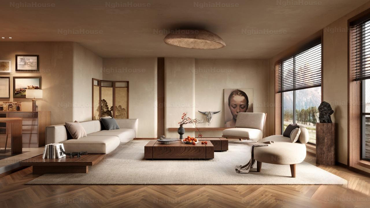 Wooden Living Room Interior 3D Model – 3ds Max Corona Realistic Render ...
