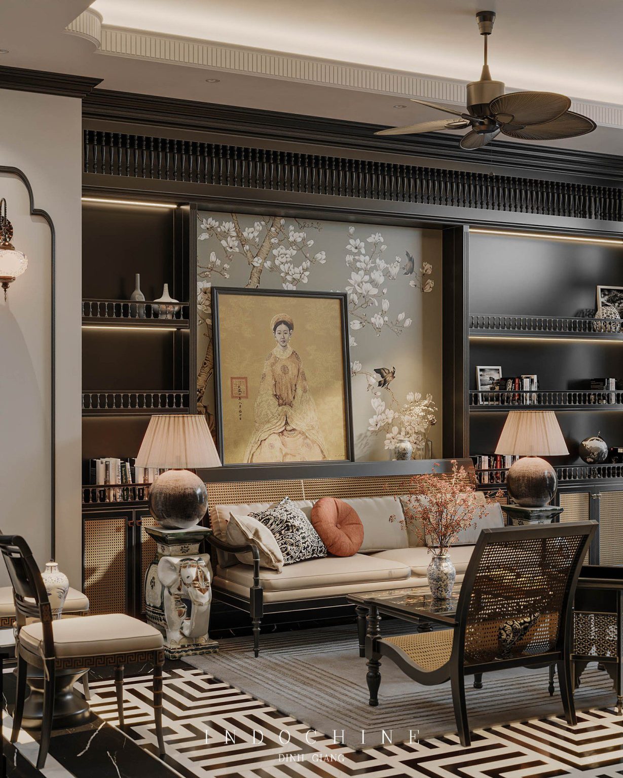 3Ds Max Indochine Living Room Interior Model Download by Giang Dinh Vu ...