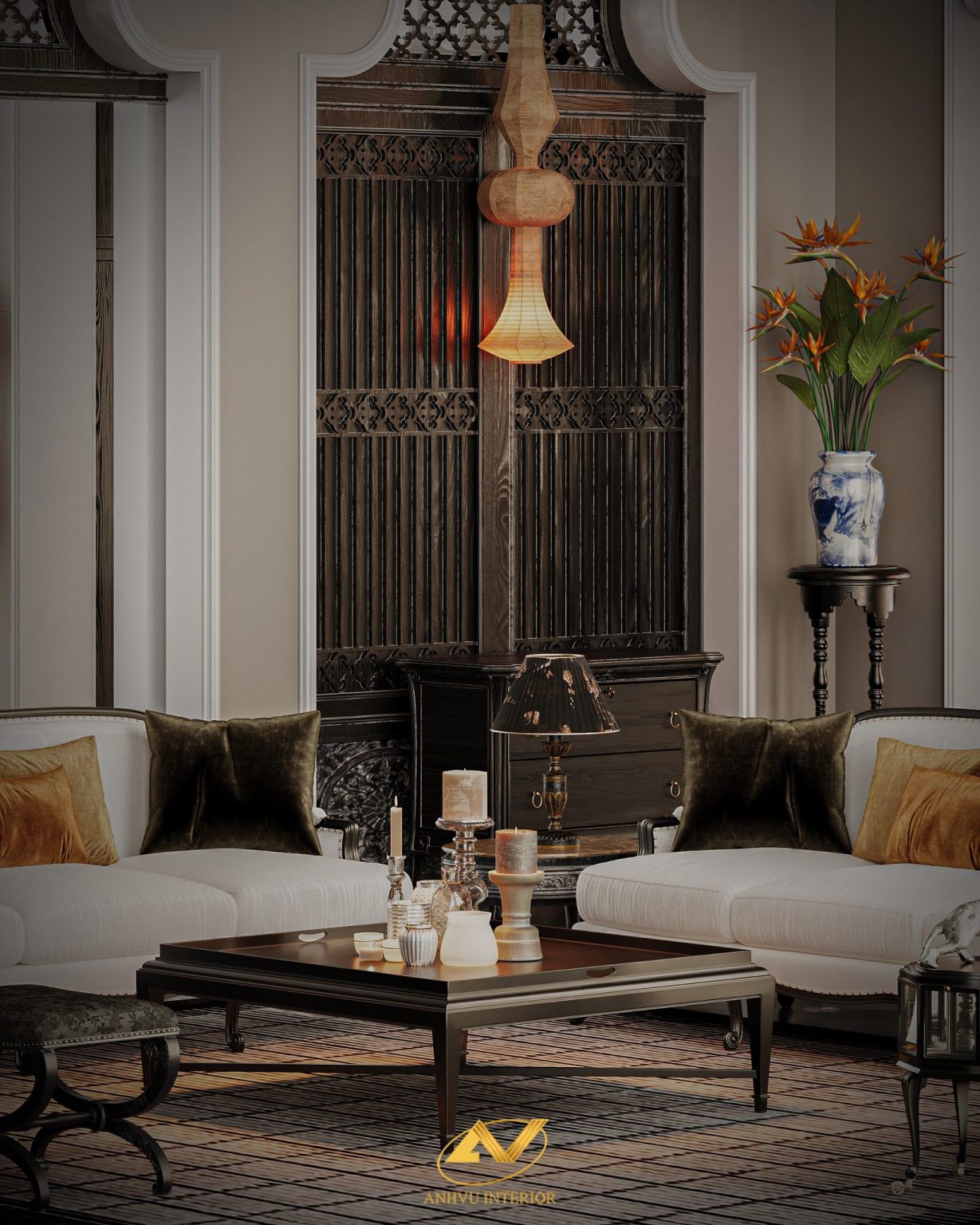 3Ds Max Indochine Living Room Interior Model Download by Nguyen Kim ...