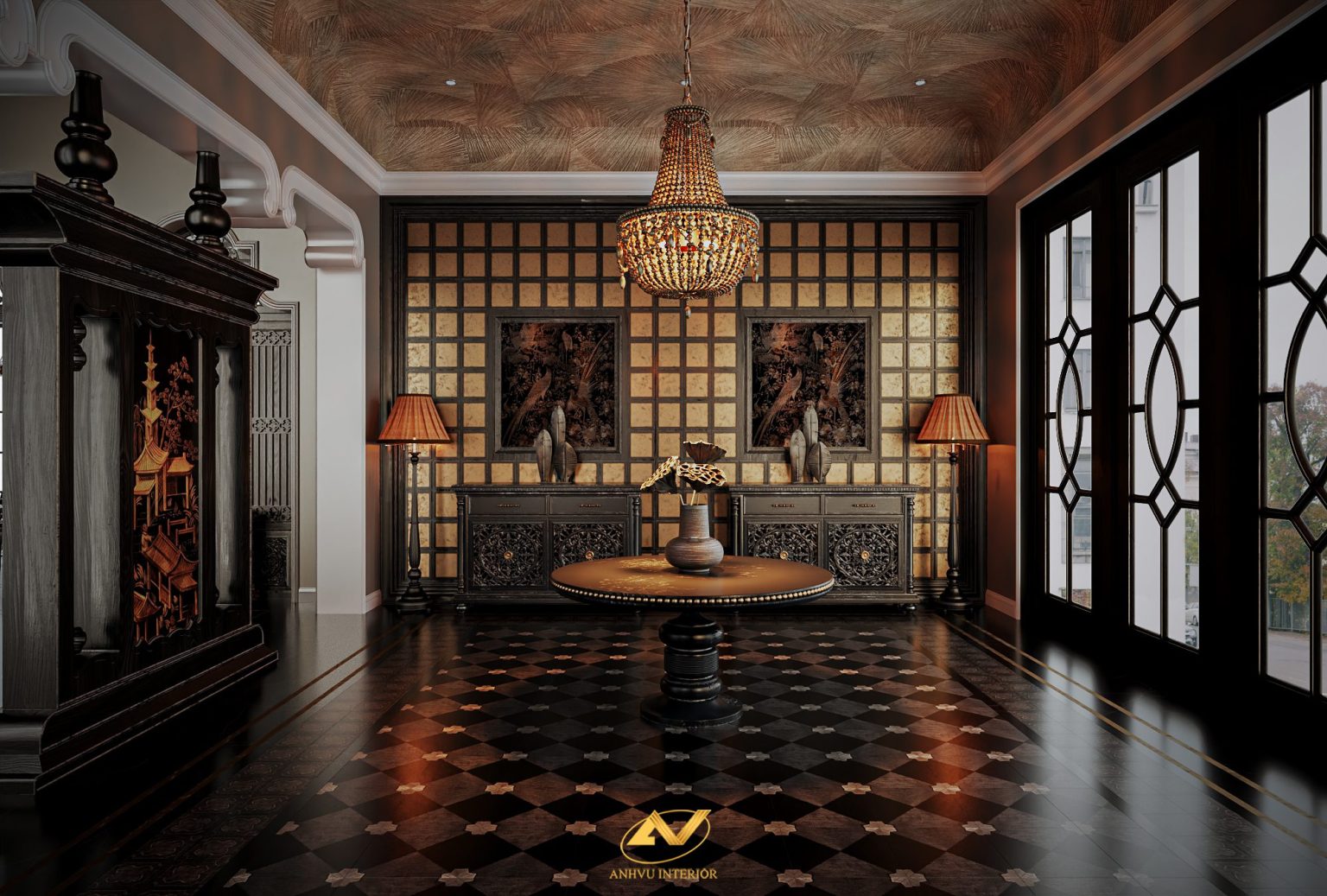 3Ds Max Indochine Living Room Interior Model Download by Nguyen Kim ...
