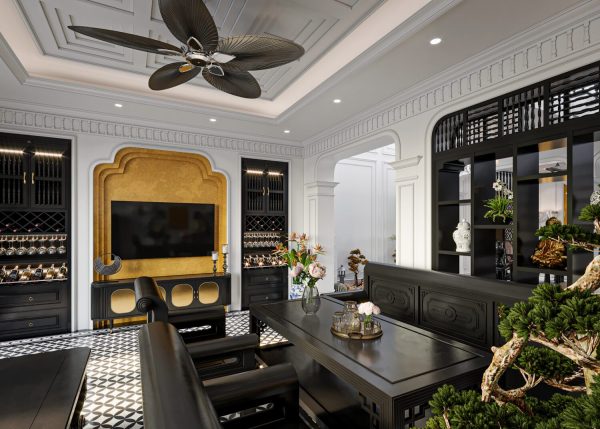 3D Indochine Living Room - Kitchen Interior Model Download by Nguyen ...
