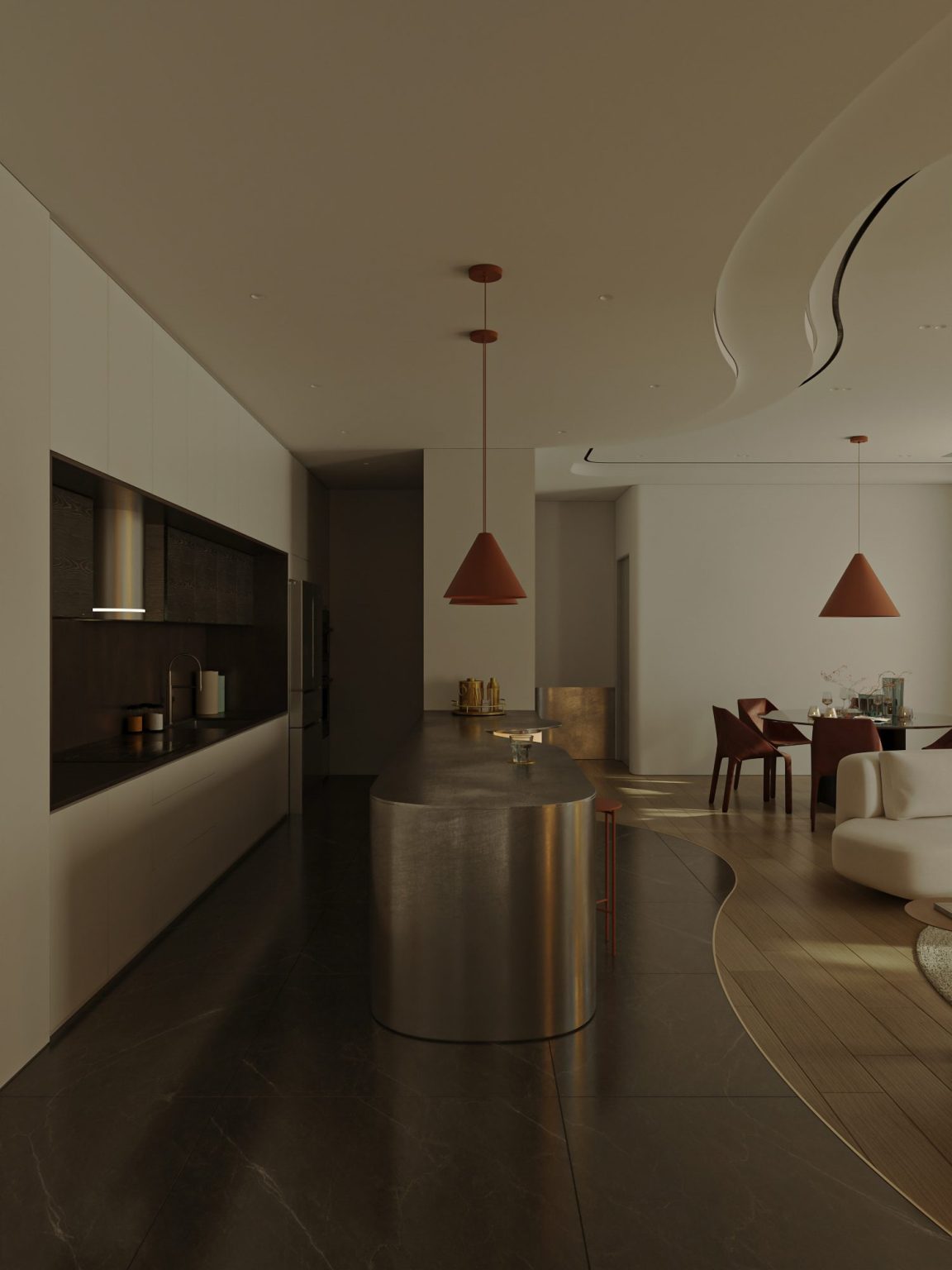 3Ds Max Living Room – Kitchen Interior Model Download By Phuong Pham ...