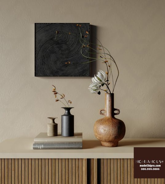 Japandi Wabi-Sabi Interior Decor with Ceramic Vases – 3ds Max V-Ray ...