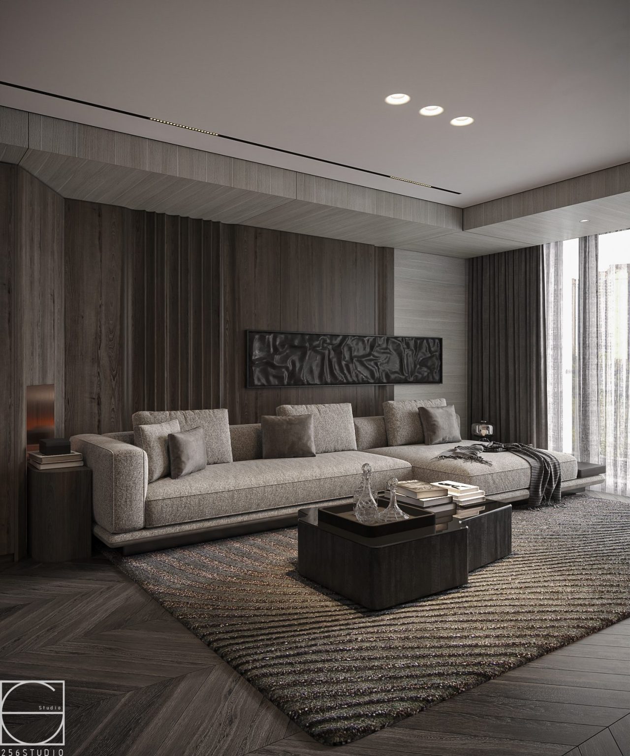 3Ds Max Living Room – Kitchen Interior Model Download By 256 Studio ...