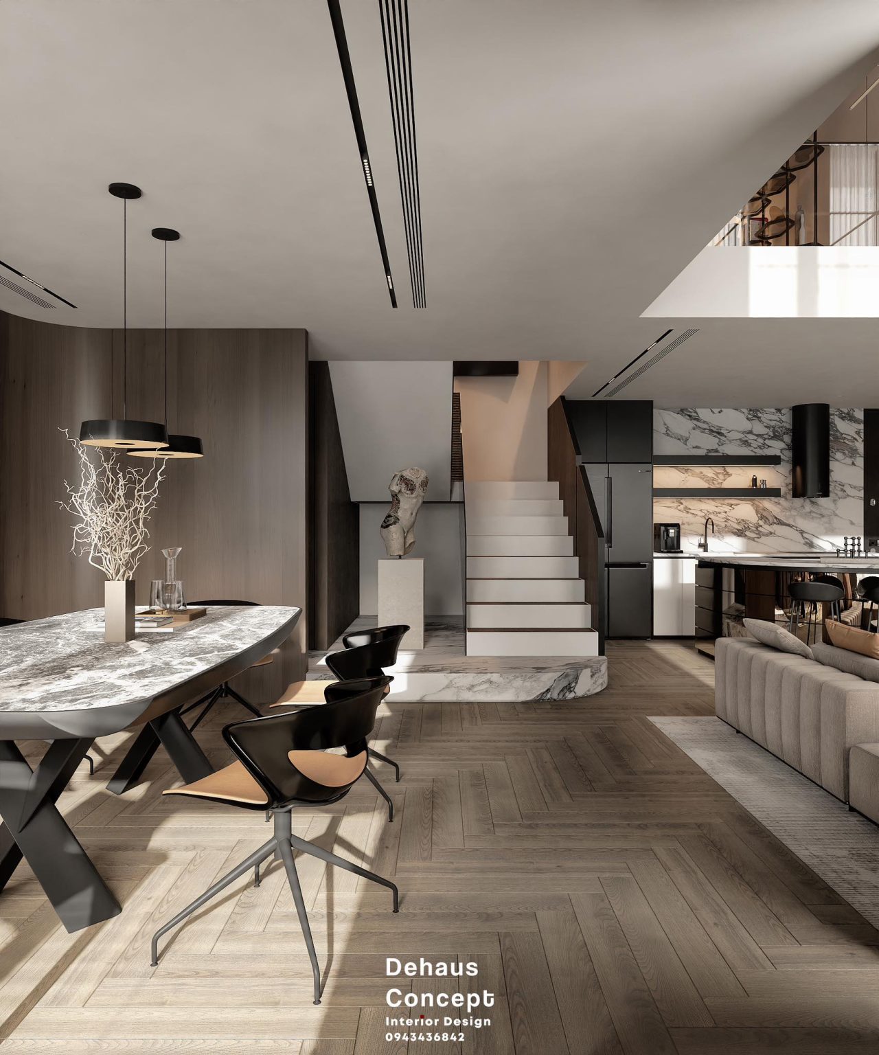 3Ds Max Living Room – Kitchen Interior Model Download By Trung Hau Tran ...