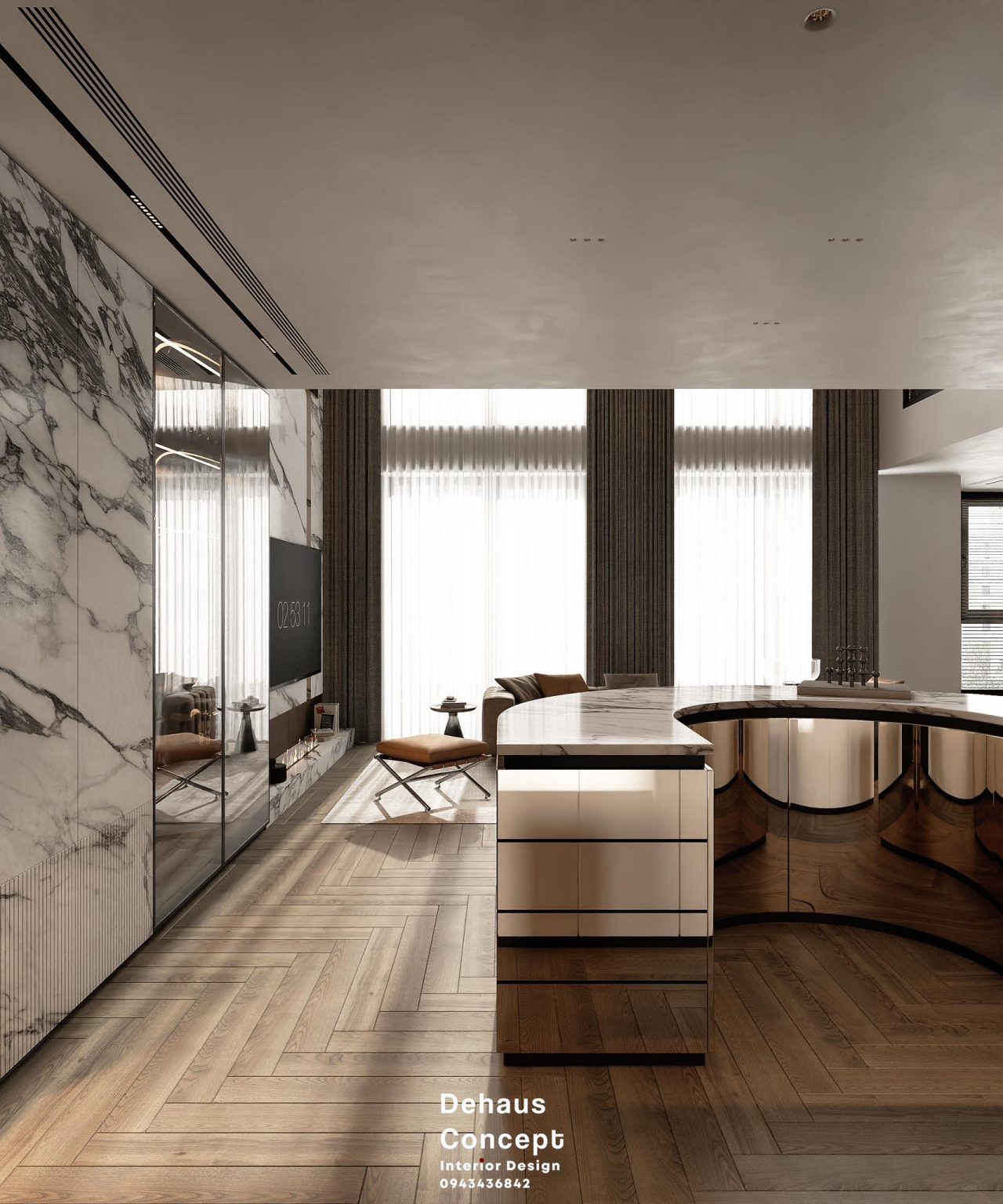 3Ds Max Living Room – Kitchen Interior Model Download By Trung Hau Tran ...